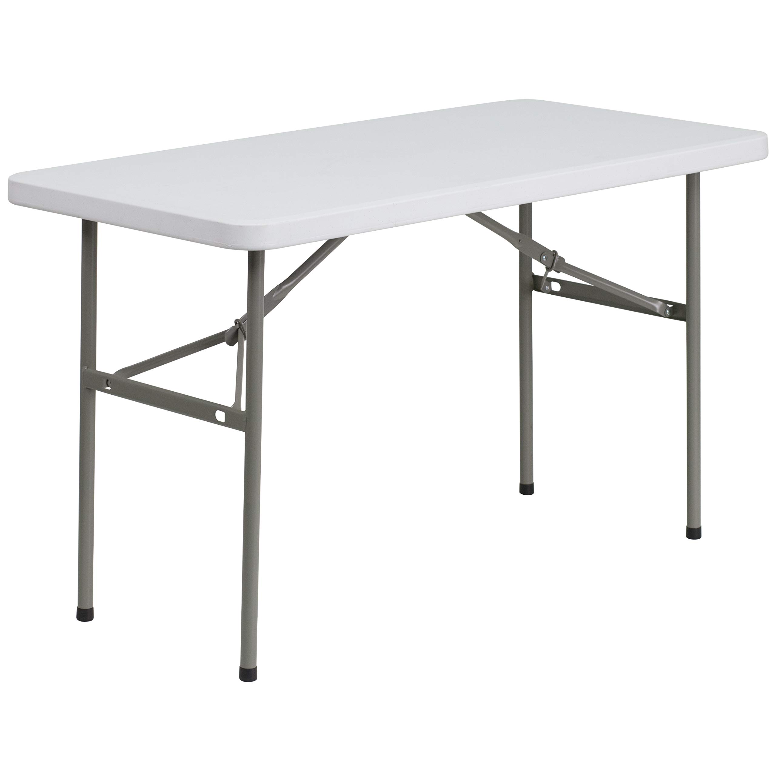 Flash Furniture Elon 4' Rectangular All-Occasion Plastic Folding Event Table, Foldable Portable Banquet Table for Indoor/Outdoor Events, White