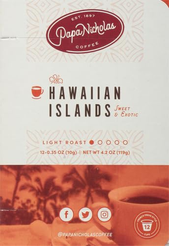 Papanicholas Coffee Single Serve Coffee Cups, Fits Keurig K Cup Brewers, Coffee Pods Hawaiian Islands Blend,12 Ounce