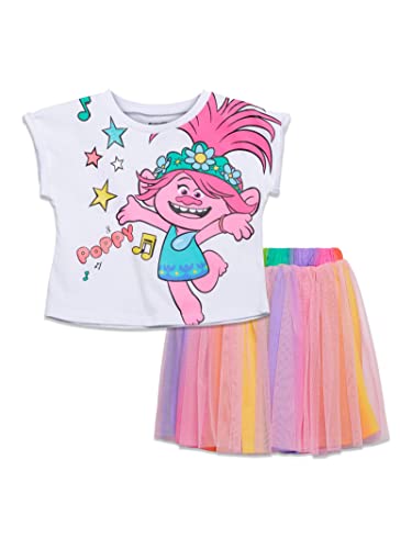 DreamWorks Trolls Poppy Infant Baby Girls Short Sleeve T-Shirt Tutu Skirt Set White 18 Months