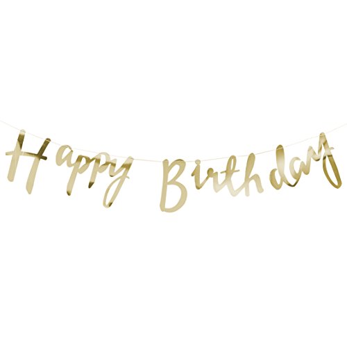 Ginger Ray Gold Designer Happy Birthday Banner Decoration, 1.5, Pick & Mix