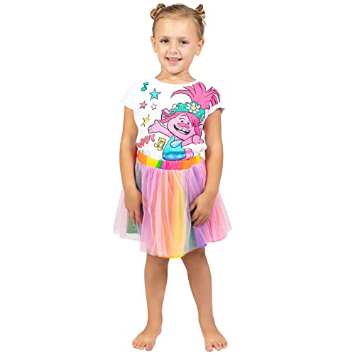 DreamWorks Trolls Poppy Infant Baby Girls Short Sleeve T-Shirt Tutu Skirt Set White 18 Months