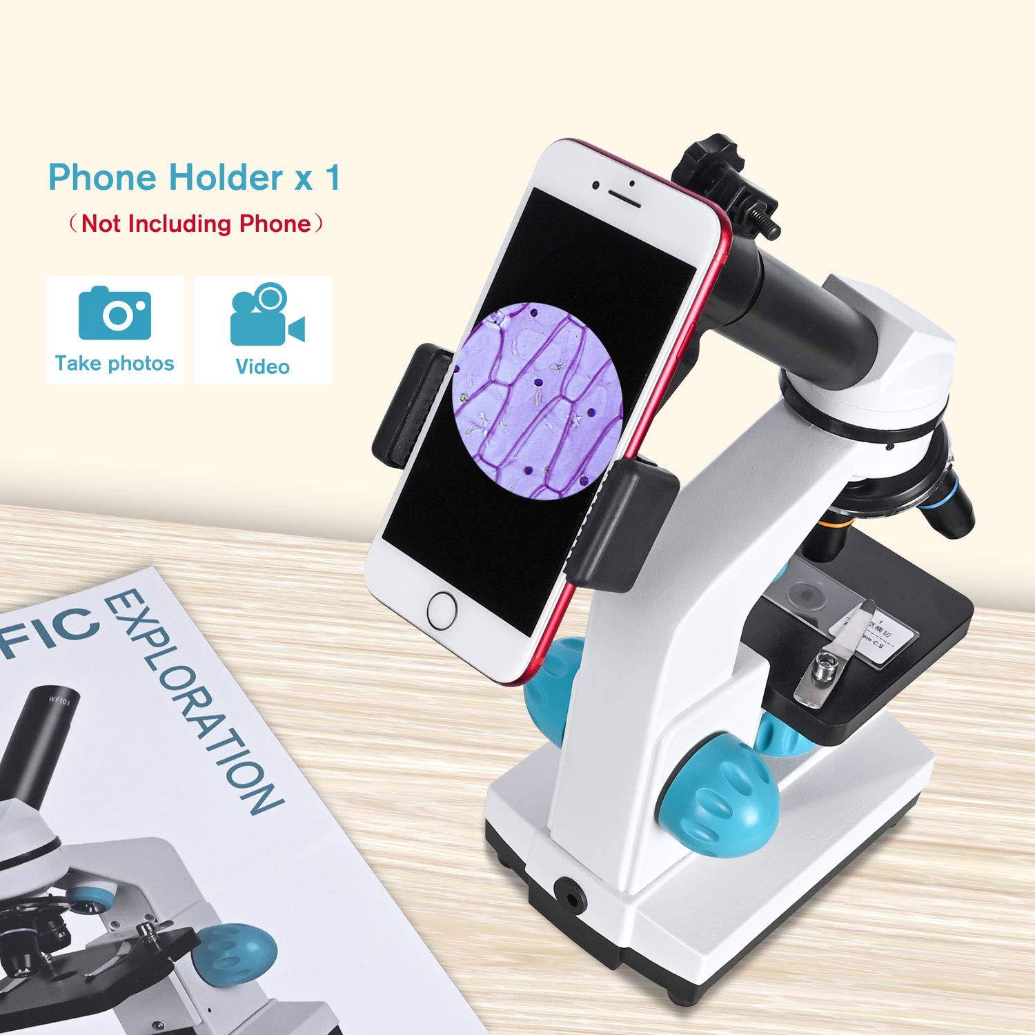 HSL 40X-2000X Microscope for Kids, Monocular Microscope Students Set +Handbag+Phone Holder+ Beginner Biological LAD Kit for Science Educational Boys Girls Toys LED