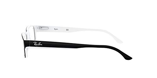 Ray-Ban RX5114 Rectangular Prescription Eyeglass Frames, Black On White/Demo Lens, 52 mm
