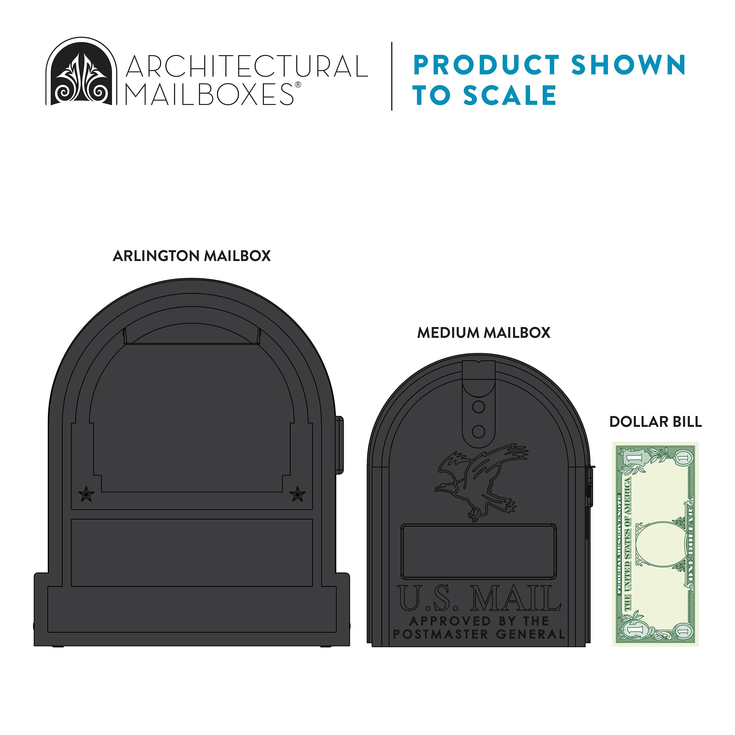 ARCHITECTURAL MAILBOXES Gibraltar Mailboxes Arlington Large Capacity Galvanized Steel Textured Black, Post-Mount Mailbox, AR15B000