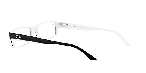 Ray-Ban RX5114 Rectangular Prescription Eyeglass Frames, Black On White/Demo Lens, 52 mm