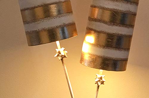 Flambeau Lighting TA1030 Nettle Luxe Table Lamp, Gold leafed Star-Shaped Base with Cream Metal Stems