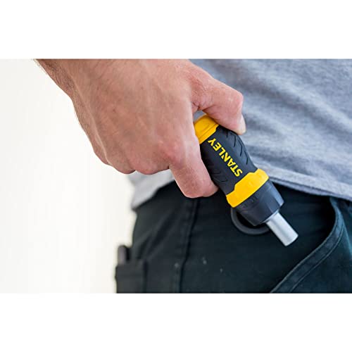 Stanley 0-66-358 Bit-Screwdriver short with 10 Bits, Black/Yellow