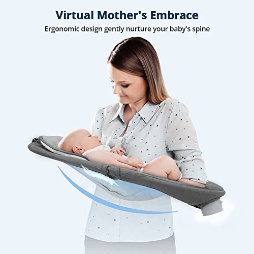 Bioby Baby Swing for Infants with 5 Natural Sway Speeds,Bluetooth Music Baby Bouncer with Remote Control&5-Point Harness, Lightweight Baby Rocker for 5-20 Lb,0-10 Months(Grey)
