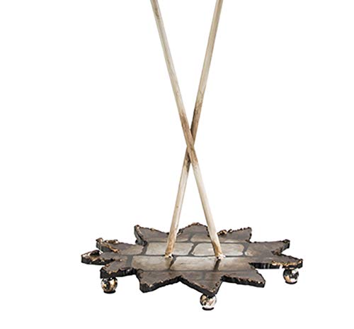 Flambeau Lighting TA1030 Nettle Luxe Table Lamp, Gold leafed Star-Shaped Base with Cream Metal Stems