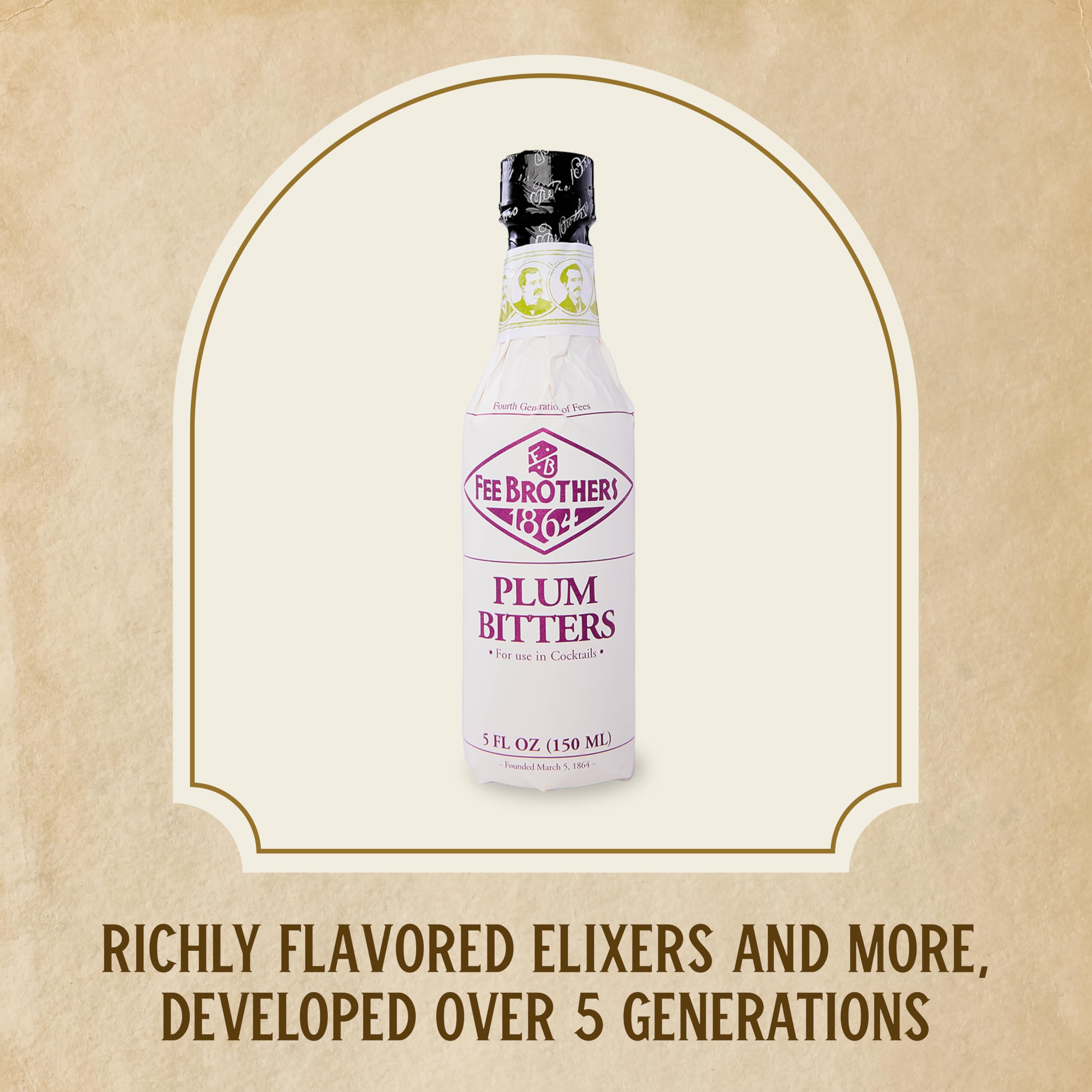 Fee Brothers Plum Cocktail Bitters - Aromatic Cocktail Mixer & Concentrated Flavoring, Gluten Free, Vegan-Friendly, 5 fl oz