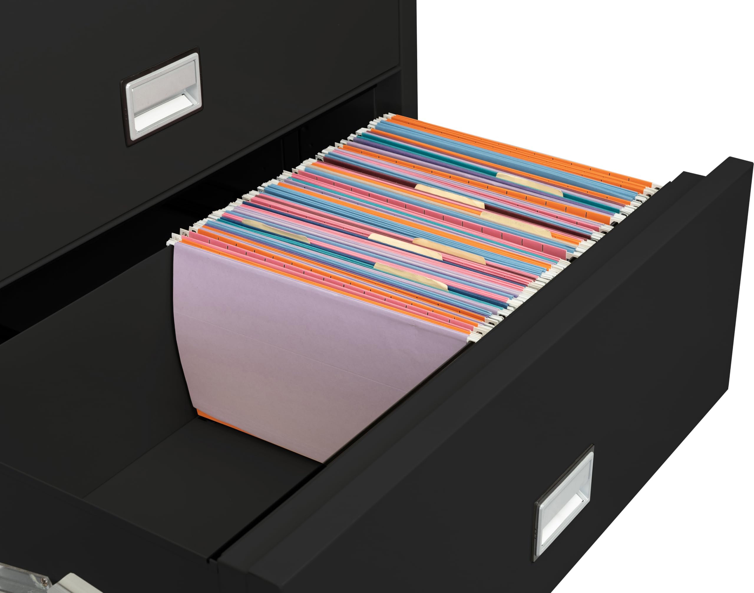 PHOENIX SAFE Lateral 38 inch 4-Drawer Fireproof File Cabinet with Key Lock, Water Seal, Black, LAT4W38B
