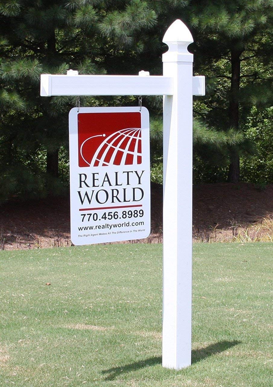 4Ever Products Vinyl PVC Real Estate Sign Post - White - 5' Tall Post (Single)