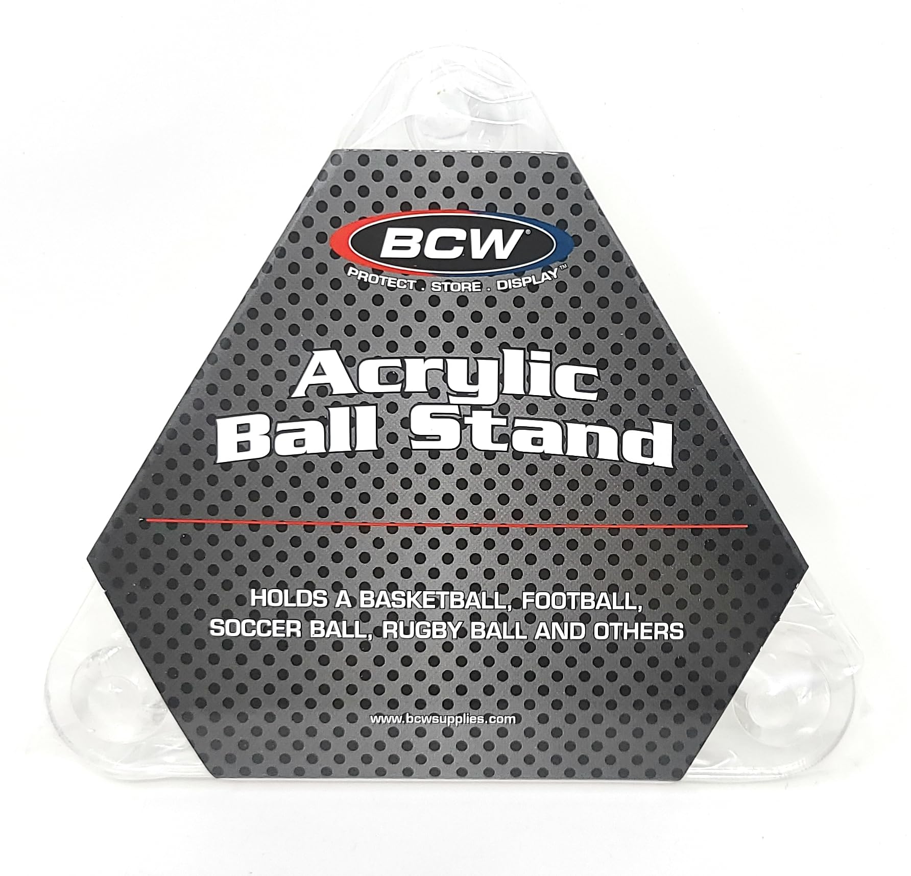 BCW Deluxe Acrylic Ball Stand - Holds Footballs, Basketballs, Volleyballs or Soccer Balls - Display Stand or Holder