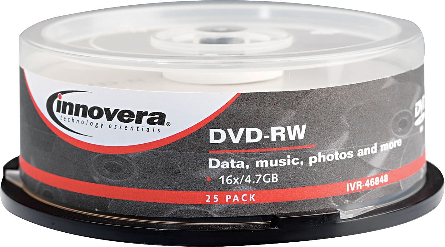 Innovera 46848 DVD-RW Discs 4.7GB 4X Spindle Silver 25/Pack