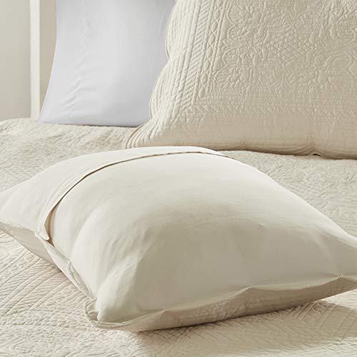 Madison Park Tuscany Quilt Set-Casual Damask Medallion Stitching Design Lightweight Coverlet Bedspread Bedding, Shams, Full/Queen (90 in x 90 in), Medallion Cream 3 Piece