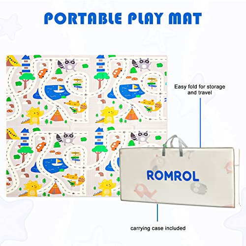 71" x 79" Extra Large Foldable Baby Play Mat,Romrol Upgraded Tear Foam Proof Crawling Mat with Travel Bag Suitable for Indoor and Outdoor Use,Waterproof Playmat Suitable for Babies,Toddlers, Infants