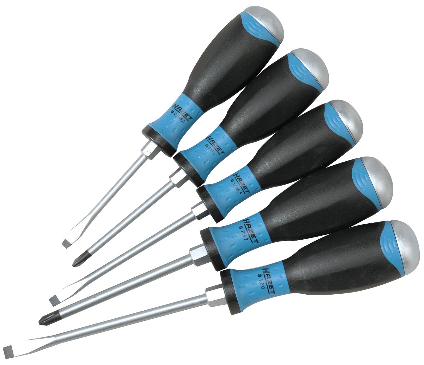 HAZET screwdriver set 810U-1/5 I 5-piece, 3 x slotted screwdrivers, 2 x Phillips screwdrivers I with ergonomic 3-component handle for maximum power transmission