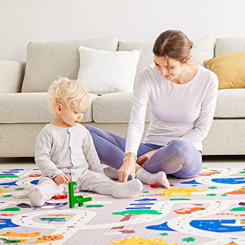 71" x 79" Extra Large Foldable Baby Play Mat,Romrol Upgraded Tear Foam Proof Crawling Mat with Travel Bag Suitable for Indoor and Outdoor Use,Waterproof Playmat Suitable for Babies,Toddlers, Infants
