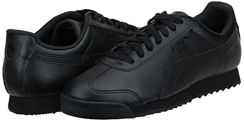 PUMA Mens Roma Sneaker, Basic black-black, 9.5