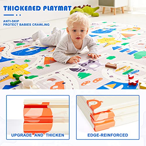 71" x 79" Extra Large Foldable Baby Play Mat,Romrol Upgraded Tear Foam Proof Crawling Mat with Travel Bag Suitable for Indoor and Outdoor Use,Waterproof Playmat Suitable for Babies,Toddlers, Infants