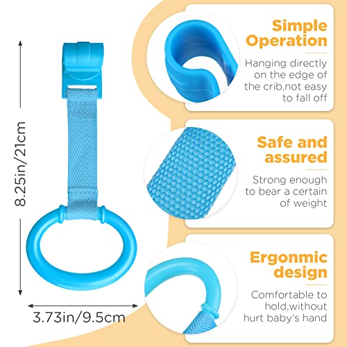 12 Pieces Baby Pull Up Rings Baby Crib Pull Rings 4 Color Baby Cot Hanging Rings Baby Walking Assistant Baby Walking Crib Hook Safety Toddler Pull Up Bar for Baby Infant Toddler