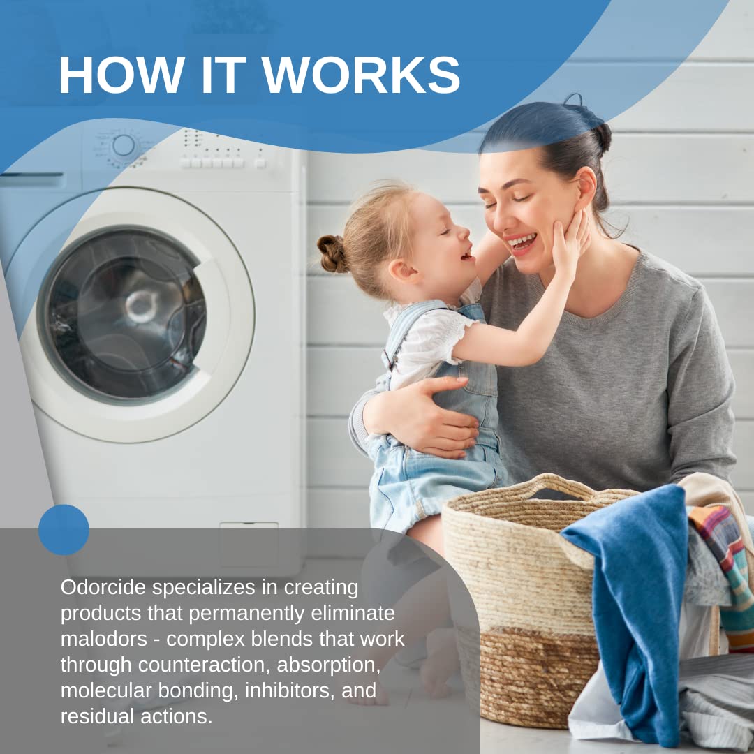Odorcide – 1 Gallon Concentrated Laundry Odor Eliminator for Strong Odor, All Laundry Uses – Safe, Non-Enzymatic Odor Neutralizer – Laundry Odor Remover for Smoke, Sweat & Pet Odors (1 Gal)