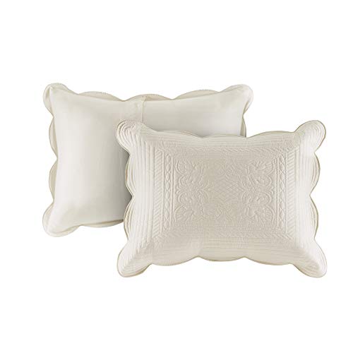Madison Park Tuscany Quilt Set-Casual Damask Medallion Stitching Design Lightweight Coverlet Bedspread Bedding, Shams, Full/Queen (90 in x 90 in), Medallion Cream 3 Piece