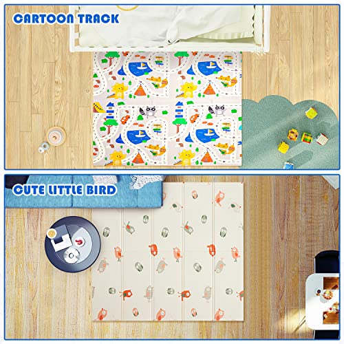 71" x 79" Extra Large Foldable Baby Play Mat,Romrol Upgraded Tear Foam Proof Crawling Mat with Travel Bag Suitable for Indoor and Outdoor Use,Waterproof Playmat Suitable for Babies,Toddlers, Infants