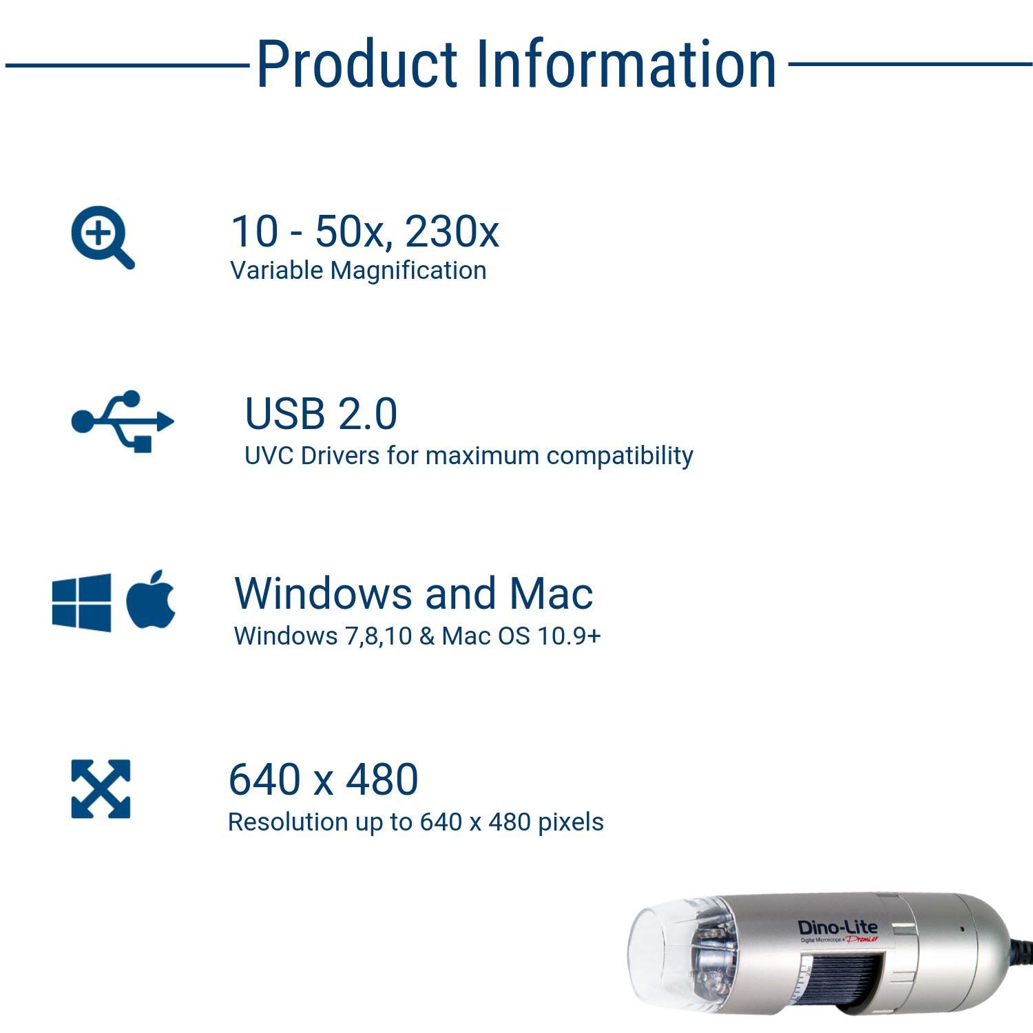 Dino-Lite USB Digital Microscope AM3111T - 0.3MP, 10x - 50x, 230x Optical Magnification, MicroTouch (Discontinued)