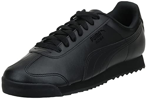 PUMA Mens Roma Sneaker, Basic black-black, 9.5