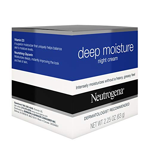 Neutrogena Deep Moisture Night Cream with Glycerin & Vitamin D3, Facial Moisturizer for Dry Skin with Shea butter, Glycerin, Vitamin D3, Non Greasy & Non Comedogenic, 2.25 oz