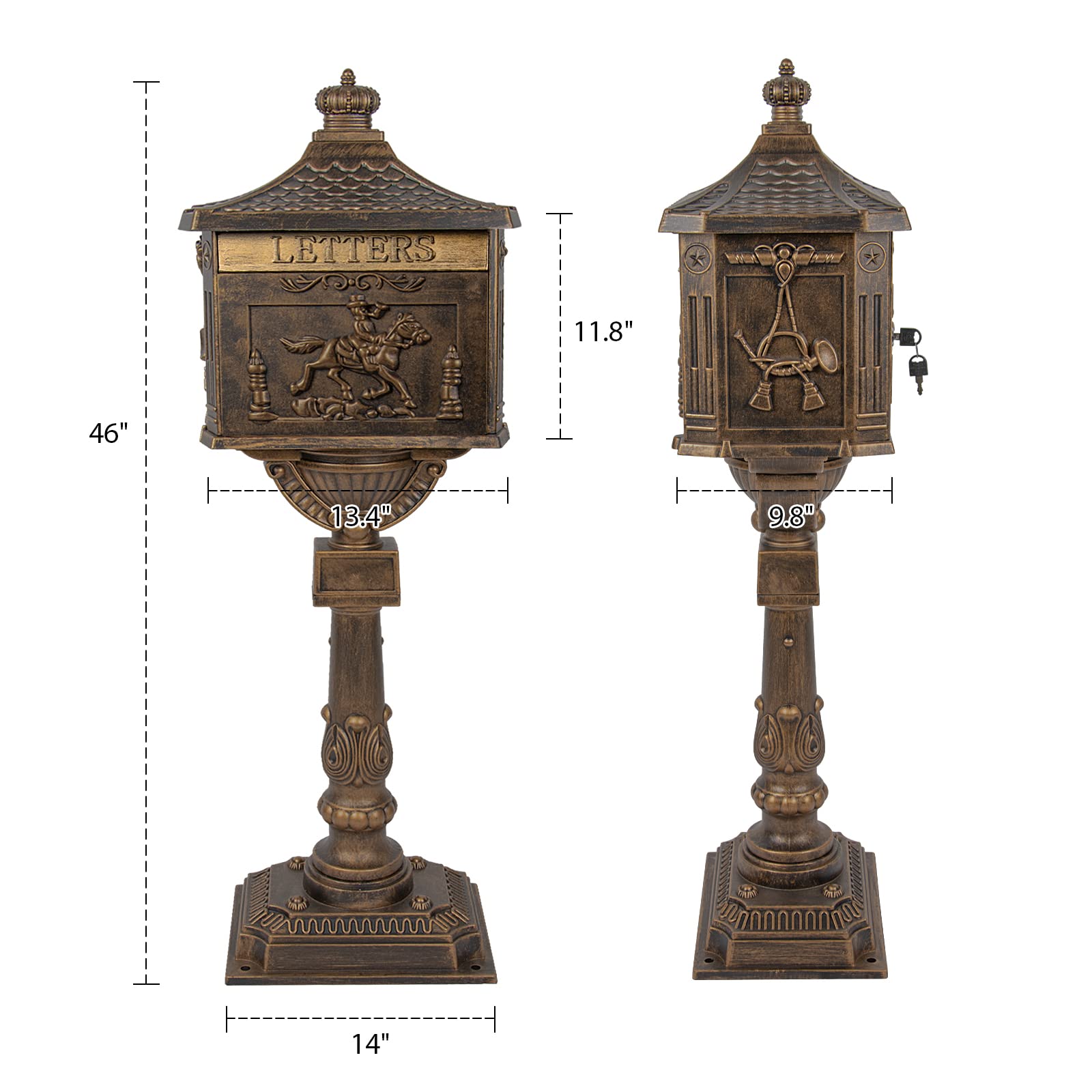 Polar Aurora Mailbox Cast Aluminum Bronze Mail Box Postal Box Security Heavy Duty New