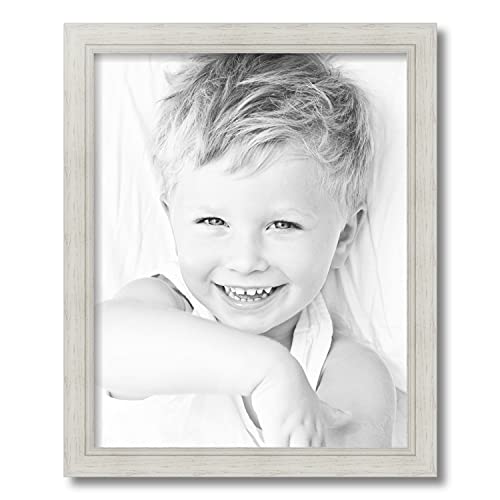 ArtToFrames 16x20 Inch White Picture Frame, This 1.5" Custom Wood Poster Frame is Off White Stain on Solid Wood, for Your Art or Photos, WOM0066-78238-YWHT-16x20