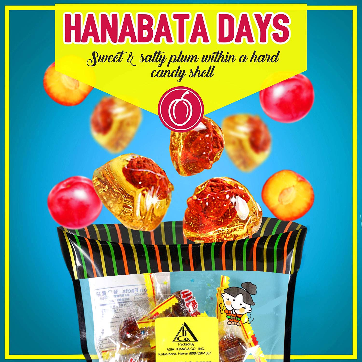 Asia Trans Golden Plum Crack Seed Drops | Hawaiian Favorite | Sweet, Sour, & Salty Dried Asian Plum Hard Candy (3.5 oz)