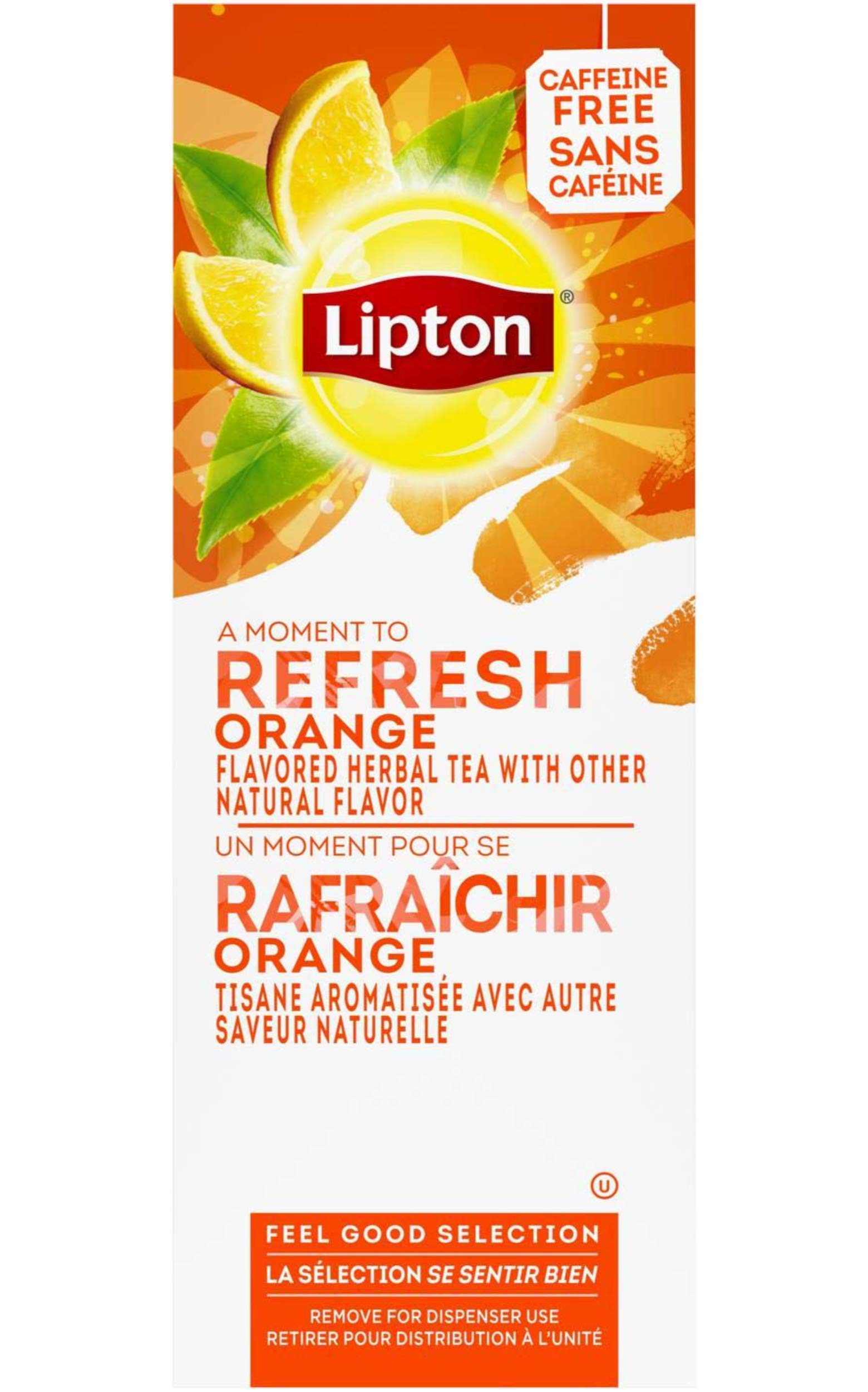 Lipton - Caffeine Free Orange Herbal Tea, 28 Tea Bags, 2.1oz Box (Pack of 3)