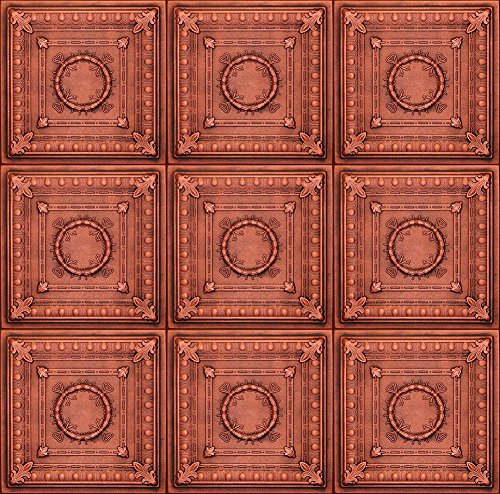 Euro-Deco Ceilings, Inc. R47AC Antique Copper 20x20 Amazing Styrofoam Tin Look Ceiling Tiles Easy to Glue Up On Any Type of Surface