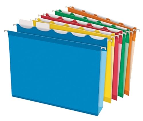 Pendaflex Ready-Tab Extra Capacity Reinforced Hanging File Folders, Letter Size, Assorted Colors, 5 Tab, 20/BX (42700)