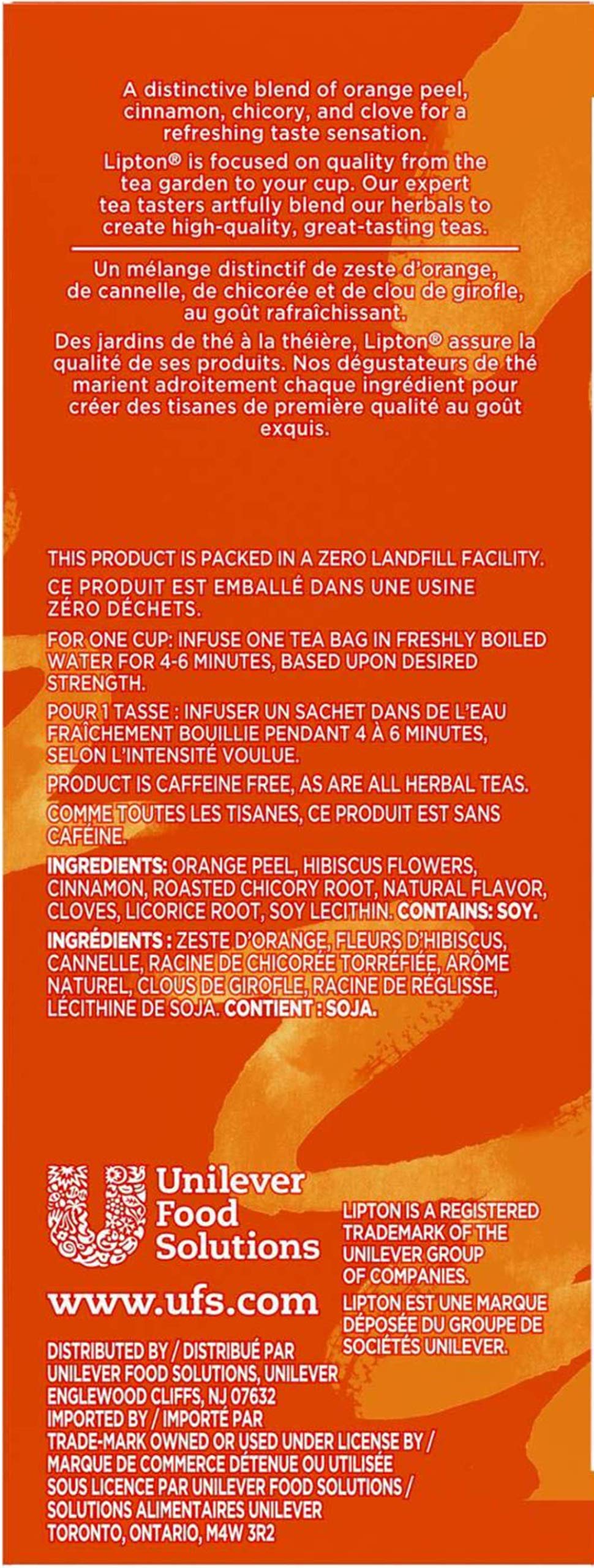 Lipton - Caffeine Free Orange Herbal Tea, 28 Tea Bags, 2.1oz Box (Pack of 3)