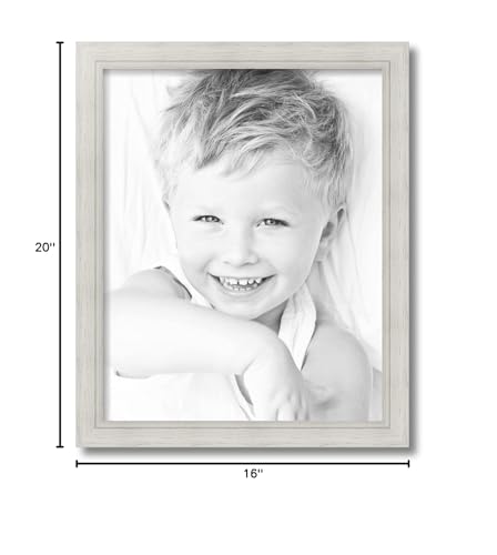ArtToFrames 16x20 Inch White Picture Frame, This 1.5" Custom Wood Poster Frame is Off White Stain on Solid Wood, for Your Art or Photos, WOM0066-78238-YWHT-16x20