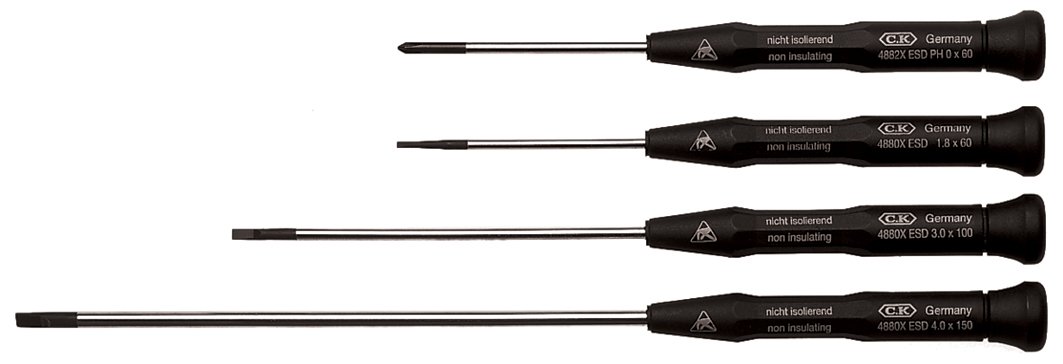 C.K. TOOLS T4884XESD Slotted/Phillips ESD Screwdriver Set, 4-Piece