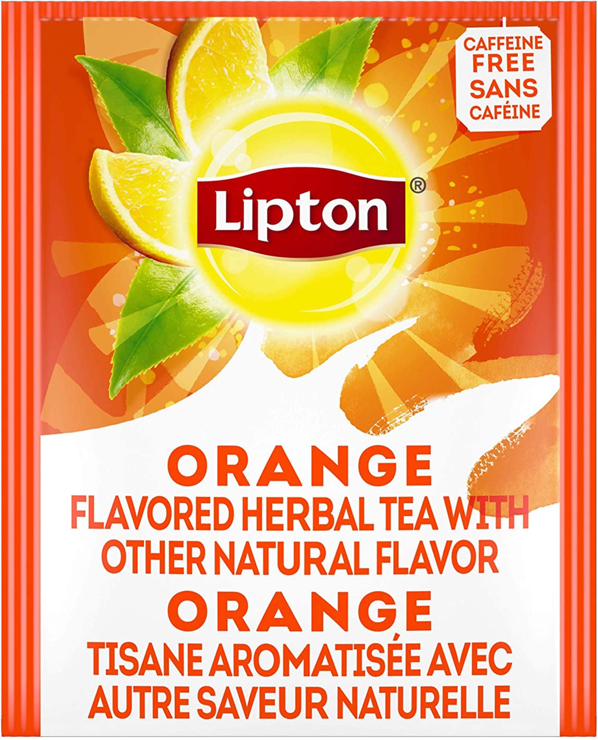 Lipton - Caffeine Free Orange Herbal Tea, 28 Tea Bags, 2.1oz Box (Pack of 3)