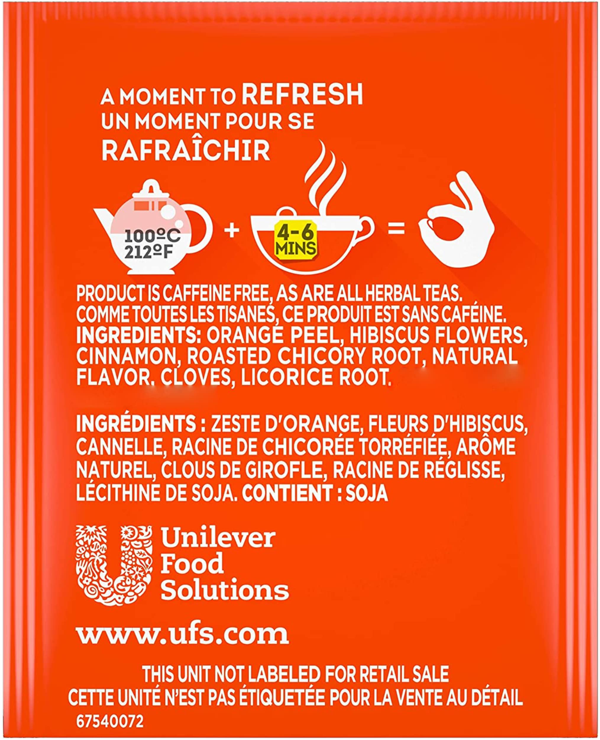 Lipton - Caffeine Free Orange Herbal Tea, 28 Tea Bags, 2.1oz Box (Pack of 3)
