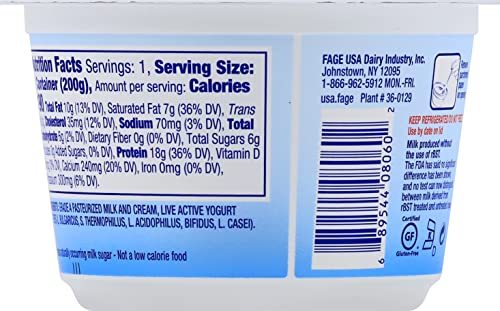FAGE Total Greek Yogurt, 5% Whole Milk, Plain, 5.3 oz