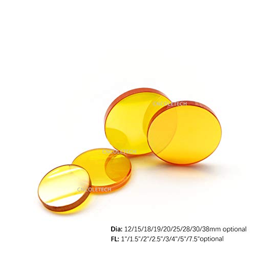 CNCOLETECH CO2 Laser Lens Dia:20mm FL:2" or 50.8mm Laser Mirror CVD ZnSe Focus Focal Lens for CO2 Laser Engraving Cutting Engraver/Cutter 40W-200W