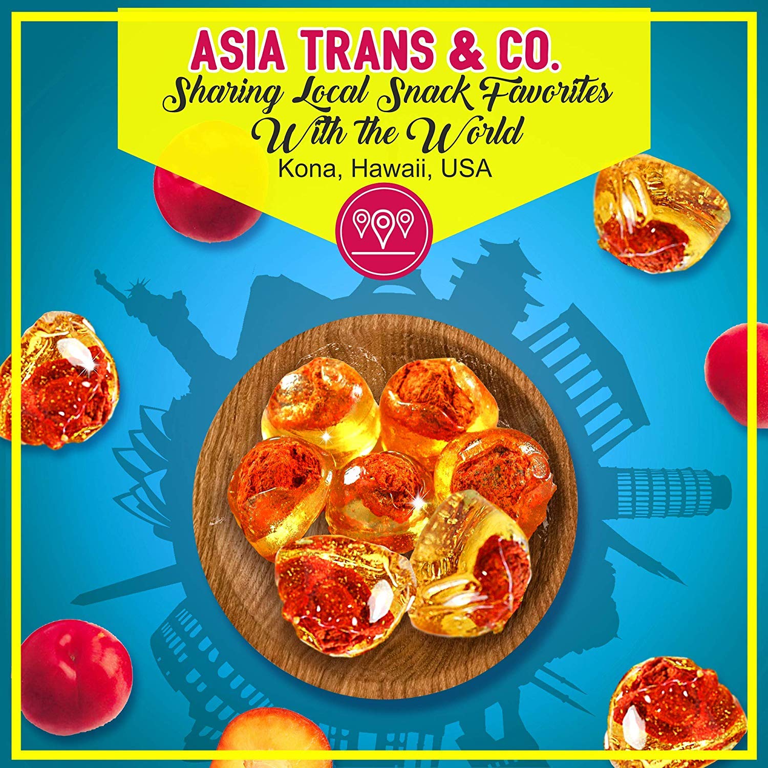 Asia Trans Golden Plum Crack Seed Drops | Hawaiian Favorite | Sweet, Sour, & Salty Dried Asian Plum Hard Candy (3.5 oz)