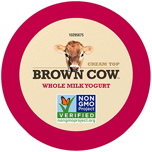 Brown Cow Cream Top Strawberry on the Bottom Whole Milk Yogurt, 5.3 oz. Cup- Creamy, Delicious Yogurt