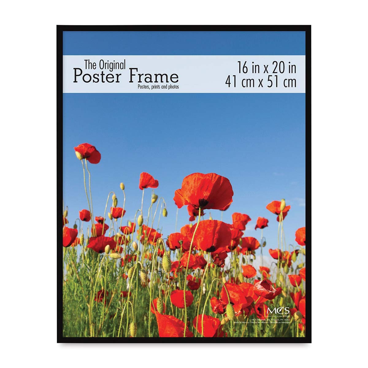 Black plastic POSTER size frame with Corrugated Backing - 16x20