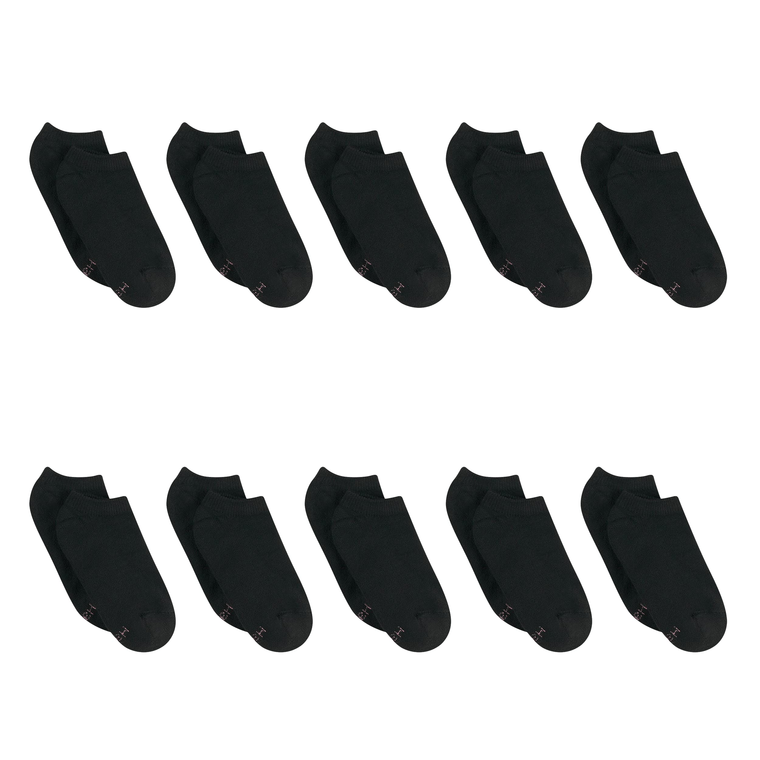 Hanes Womens Value Pack, No Show Soft Moisture-wicking Socks, Available In 10 And 14-packs, Black - 10 Pack, 8-12 US