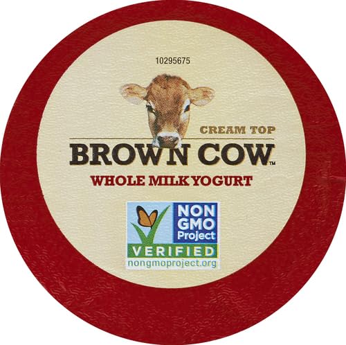 Brown Cow Cream Top Strawberry on the Bottom Whole Milk Yogurt, 5.3 oz. Cup- Creamy, Delicious Yogurt