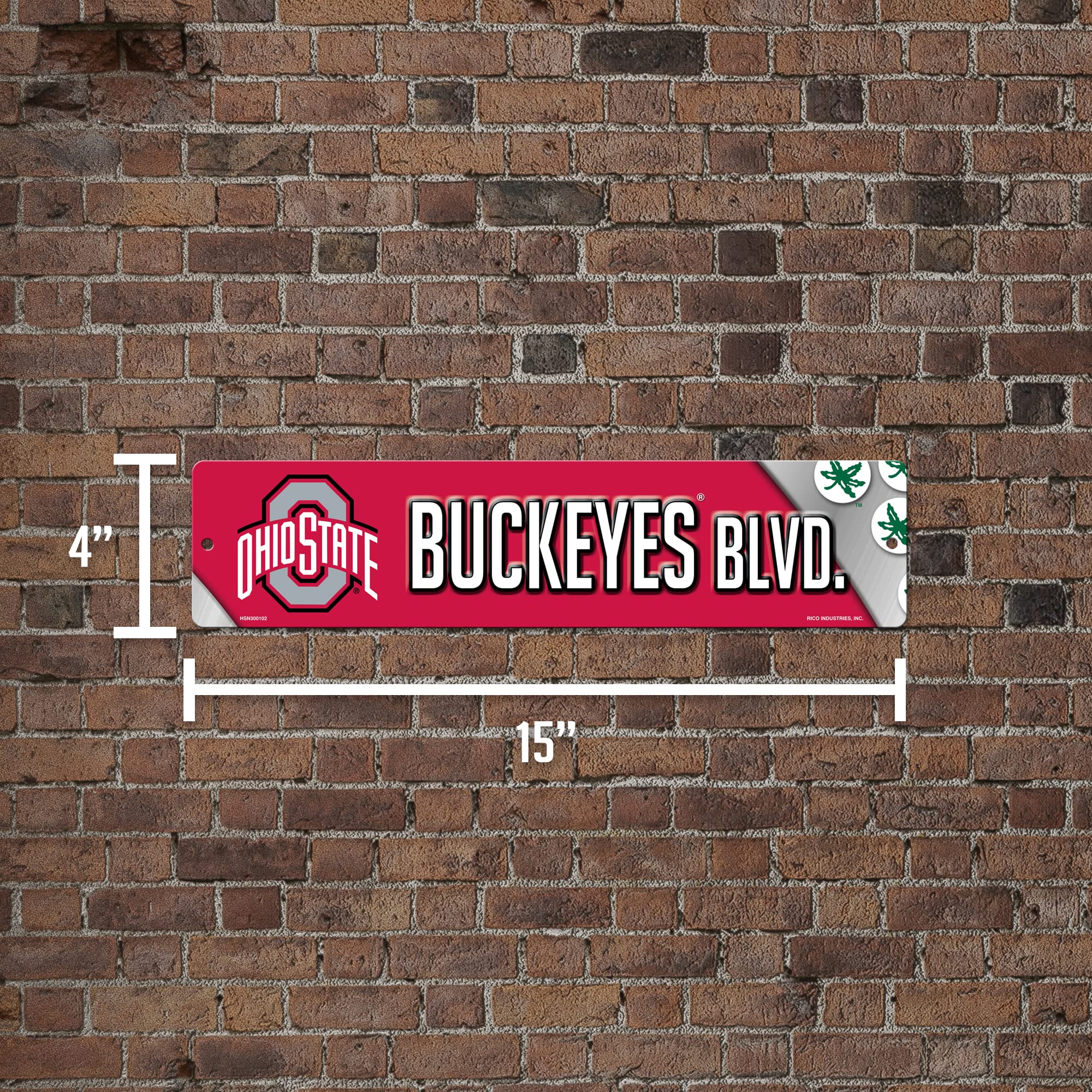 Rico Industries NCAA Ohio State Buckeyes 16-Inch Plastic Street Sign Décor